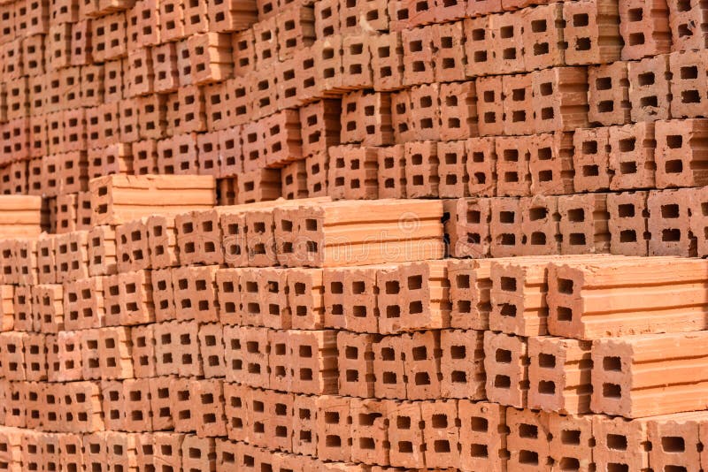 Stack of red bricks stock image. Image of contractor - 68328753