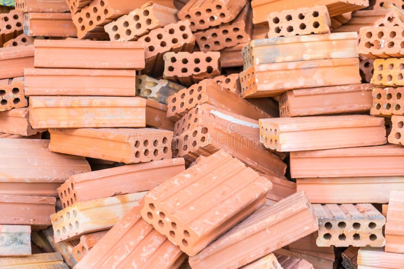 Stack of Red Bricks, Construction Material Stock Photo - Image of ...