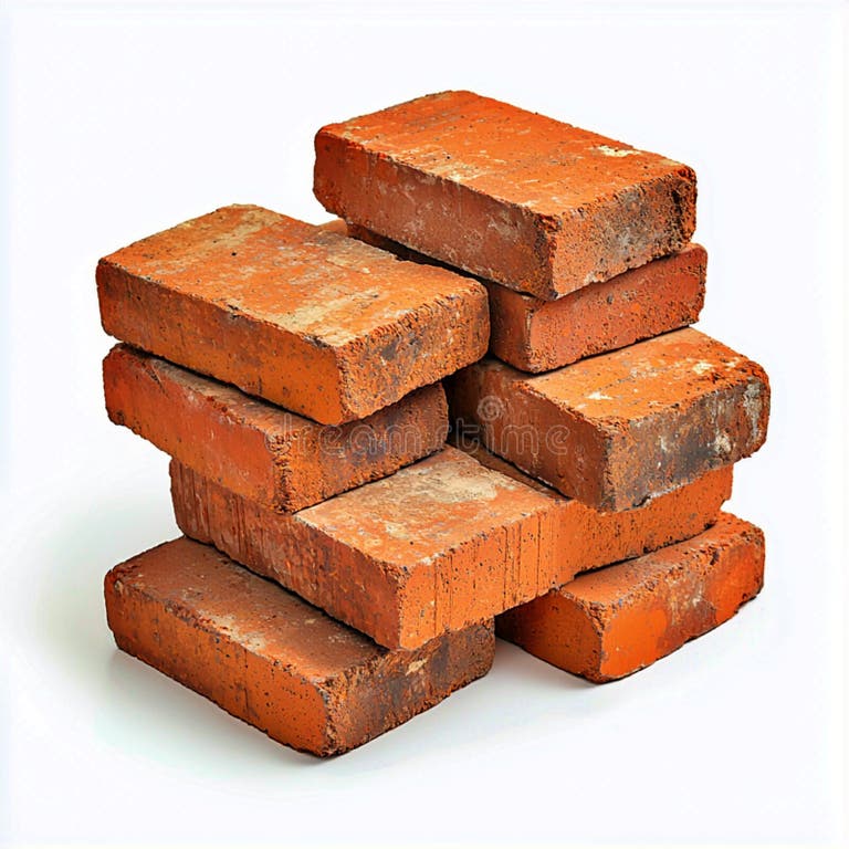 Stack of Red Bricks Construction Material Building Blocks Isolated on ...