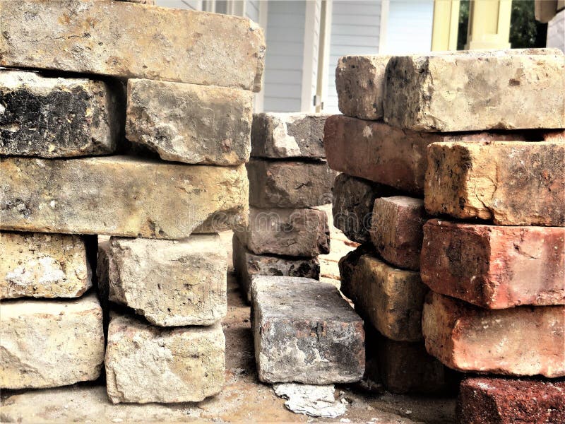 Bricks Stacked on Construction Site Stock Photo - Image of stacked ...