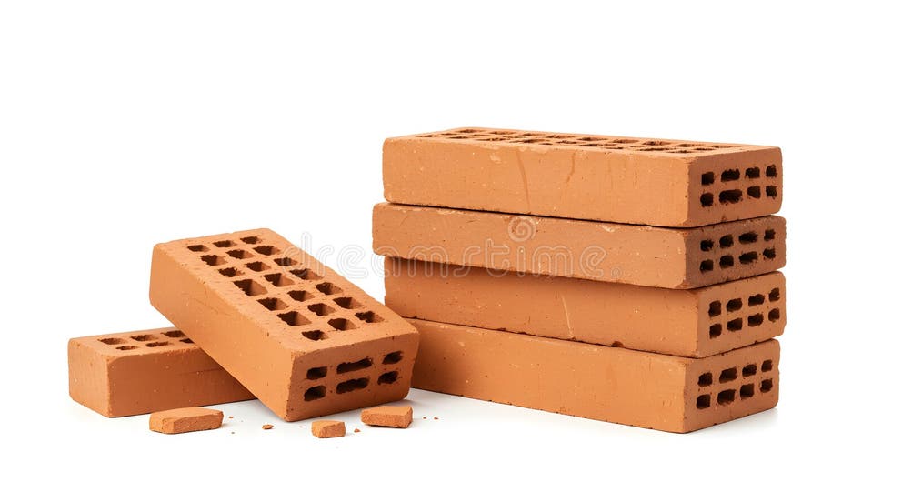 Stack of Red Bricks with Holes for Construction Materials Isolated ...