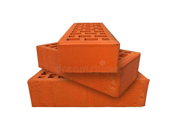 Stack of Red Bricks Isolated on White. Stock Image - Image of isolated ...