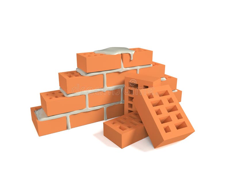 Stack of Red Bricks and a Pallet Stock Illustration - Illustration of ...