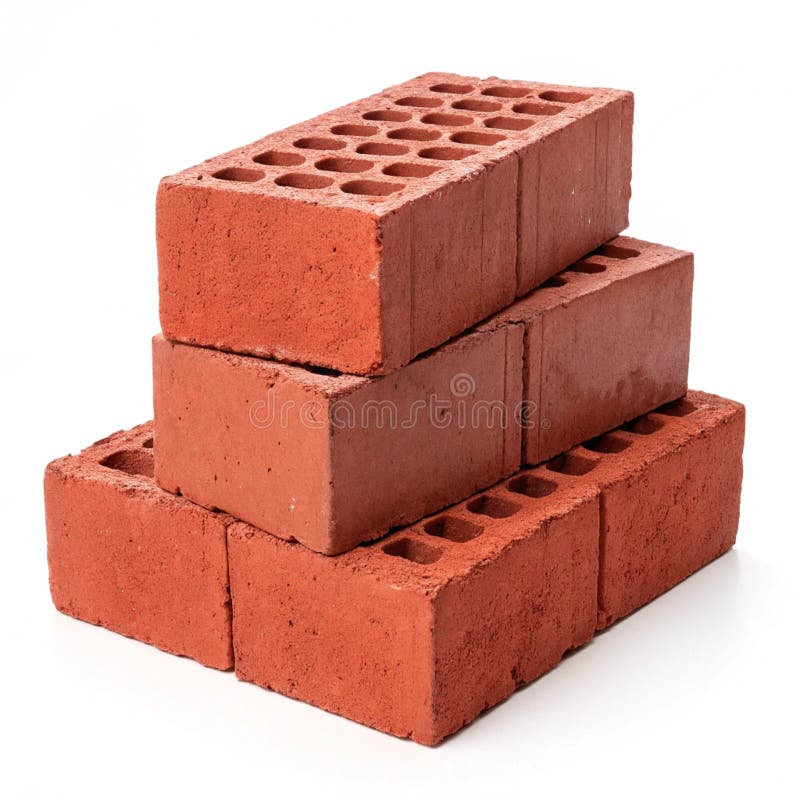 Stack of Red Bricks Isolated on White Background Stock Illustration ...