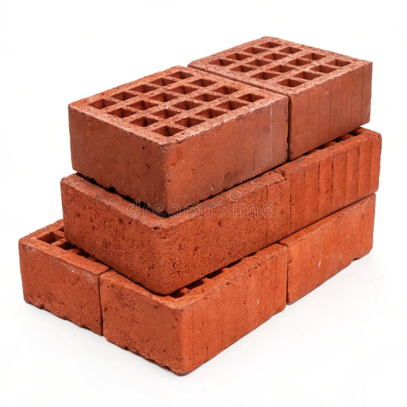 Stack of Red Bricks Isolated on White Background Stock Illustration ...