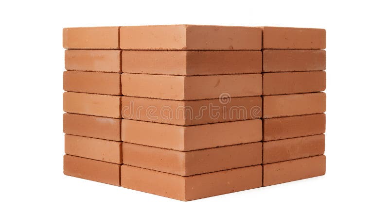 Stack of Red Bricks Isolated on White Construction Material Still Life ...