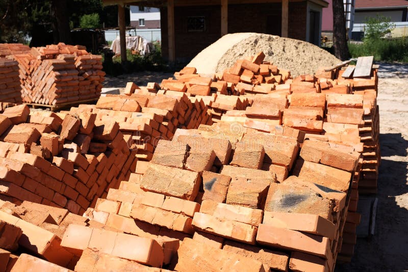 Stack of red bricks stock photo. Image of energy, architecture - 62931690