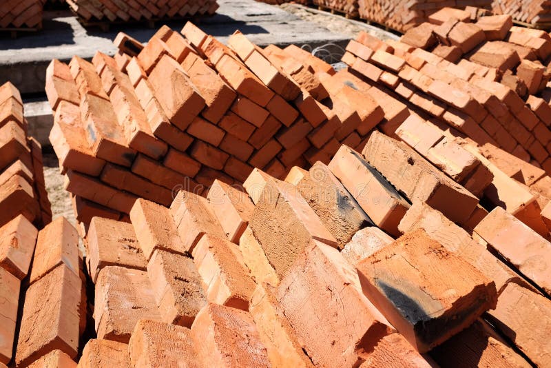 Stack of red bricks stock image. Image of detail, manual - 62931933