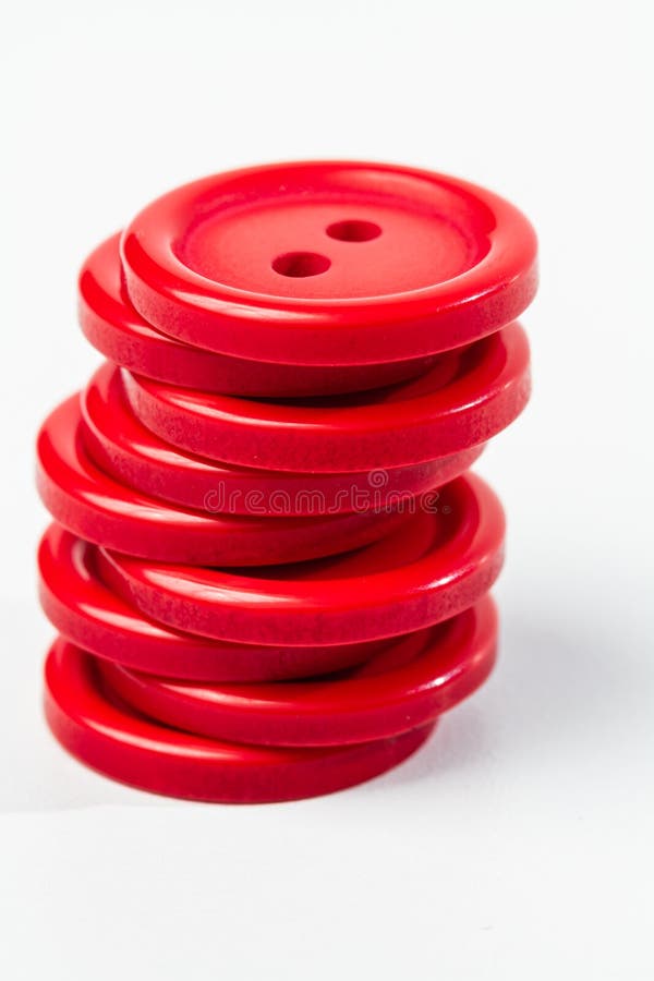 Stack of Red Buttons on White Background. Stock Photo - Image of four ...