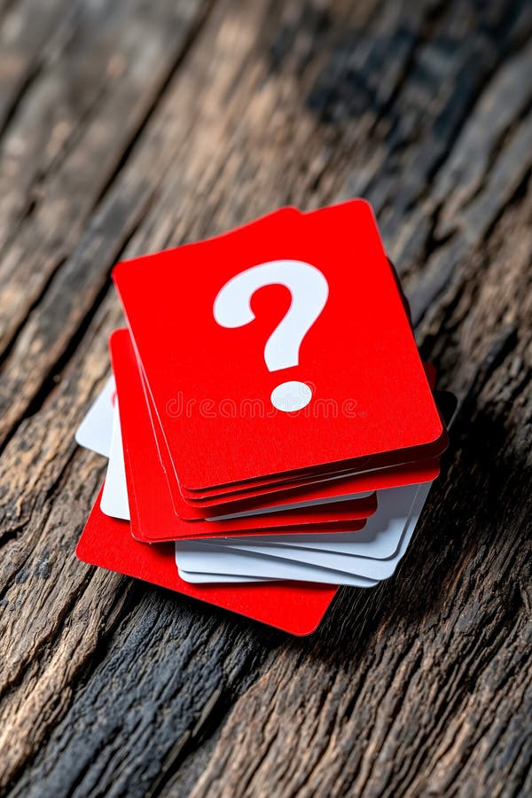 A Stack of Red Cards with a Question Mark on Them Stock Photo - Image ...