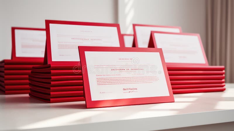 Stack red certificate stock illustration. Illustration of contrast ...