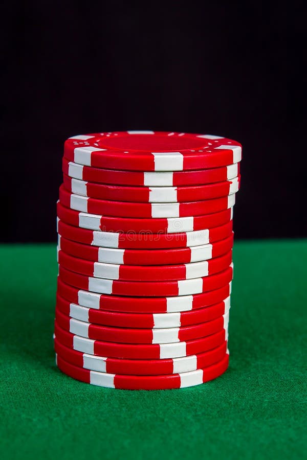 Stack of Red Chips on a Green Playing Table Stock Image - Image of ...
