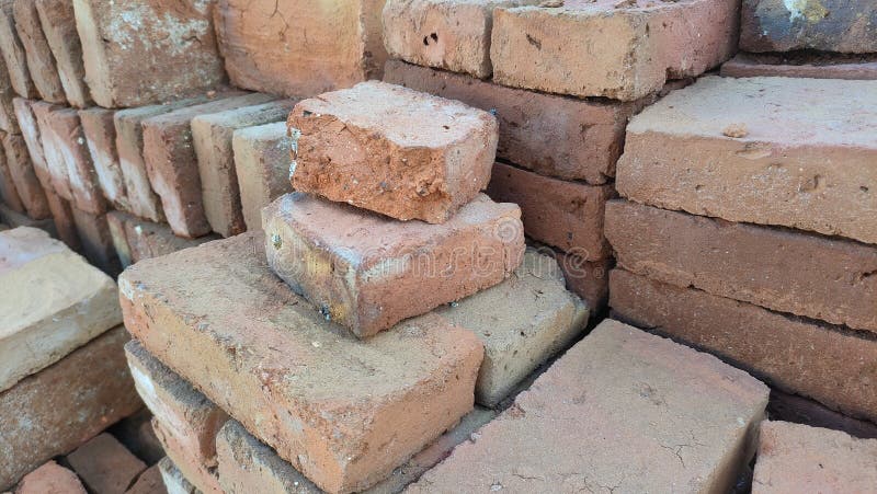 Stack of Red Clay Bricks for Construction Stock Photo - Image of ...