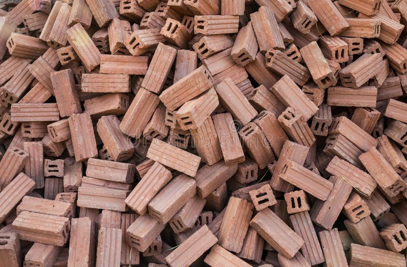 Stack of Red Clay Bricks for Construction Site Stock Image - Image of ...