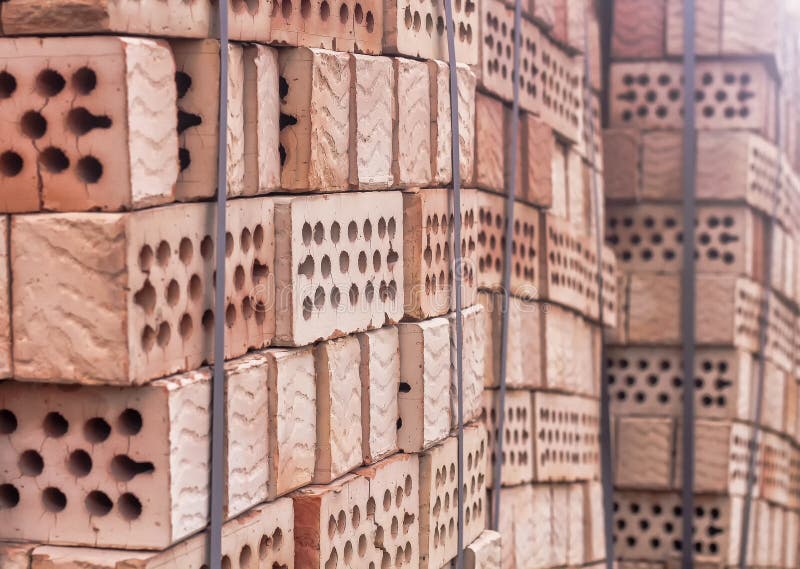 A Stack of Red Clay Bricks with Holes Stock Image - Image of design ...