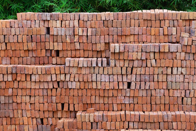 Stack of Red Clay Bricks Close-up Stock Image - Image of building ...