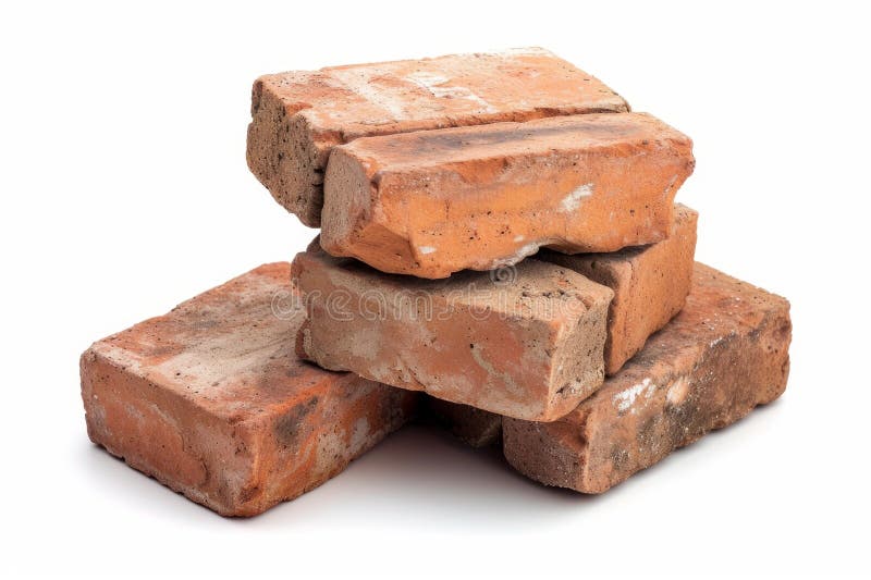 Stack of Red Clay Bricks on White Background Stock Illustration ...
