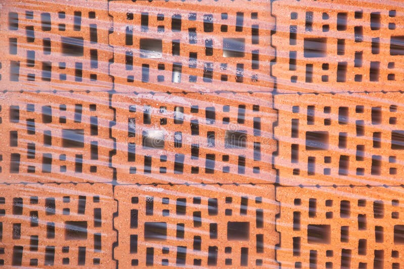 Stack of Red Clay Ceramic Bricks Over Euro Pallets, Construction Site ...