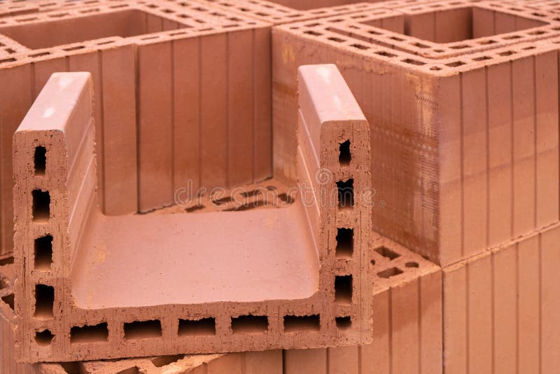 Stack of Red Clay Ceramic Thermo Bricks Construction Material, Work ...