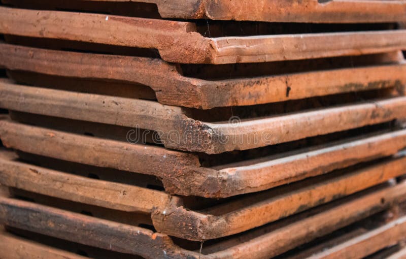 Stack of Red Clay Roof Tiles Stock Image - Image of clay, tiles: 241785809