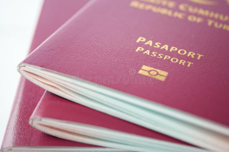 Stack of Red Color Passport on Table Stock Image - Image of customs ...