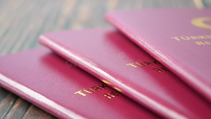 Stack of Red Color Passport on Table Stock Footage - Video of foreign ...