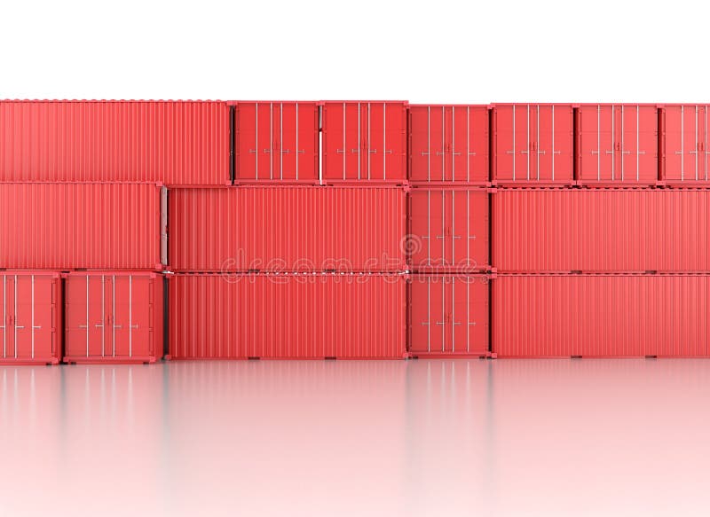 Stack of Red Containers on White Background Stock Illustration ...