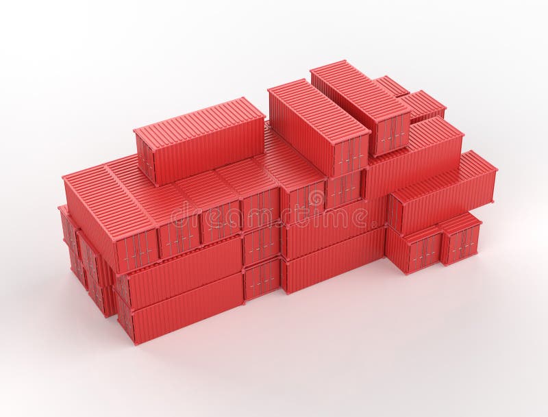 Stack of Red Containers on White Background Stock Illustration ...