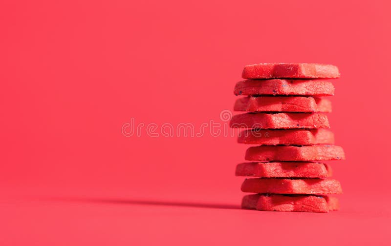 Stack of red cookies stock image. Image of stack, table - 99703217