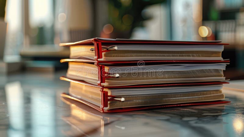 The Stack of Red Folders.AI Generated Image Stock Photo - Image of ...