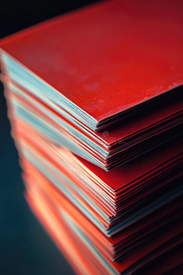 A Stack of Red Folders Sits on a Table, Great for Office or Workspace ...