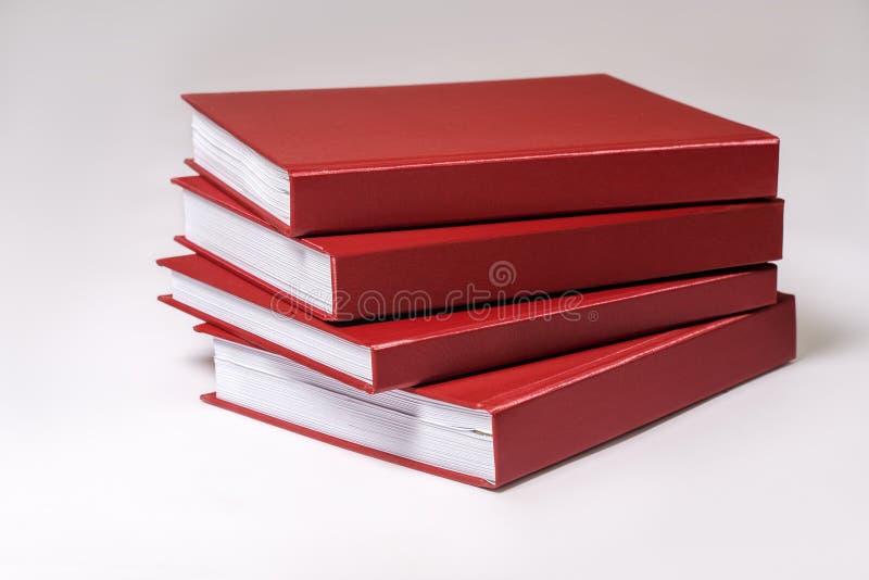Stack of Red Hardcover Books or Reports on White Background. Stock ...