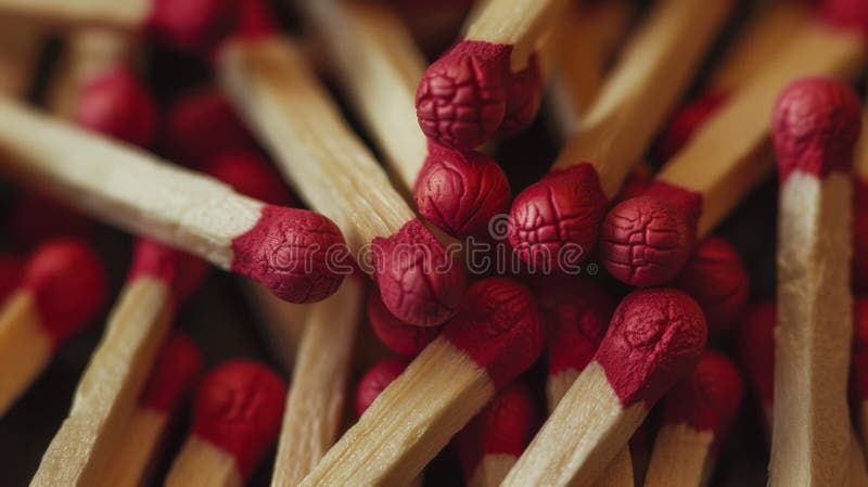 A Stack of Red Matches Up Close Stock Photo - Image of chemical, light ...