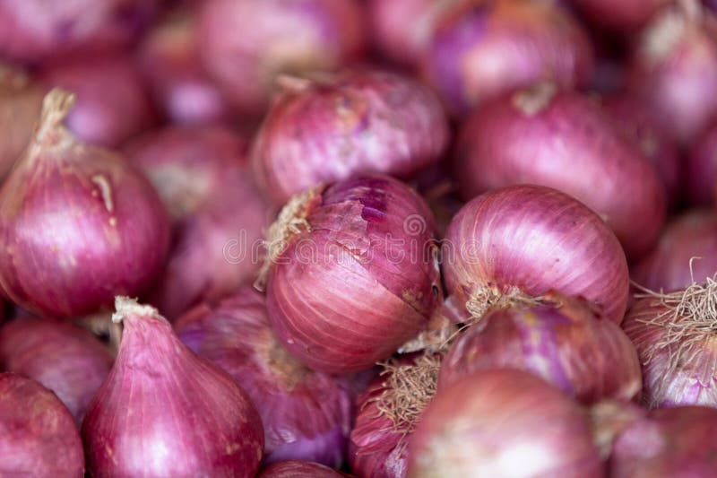 Stack of Red Onions on a Market Stall Stock Image - Image of onion ...