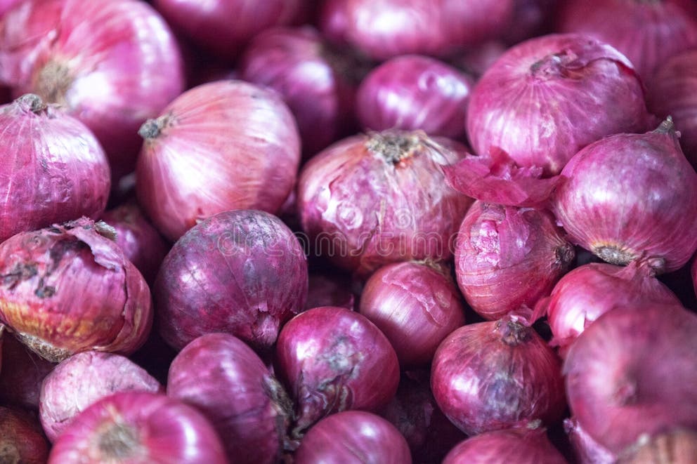 Stack of Red Onions on a Market Stall Stock Photo - Image of groceries ...