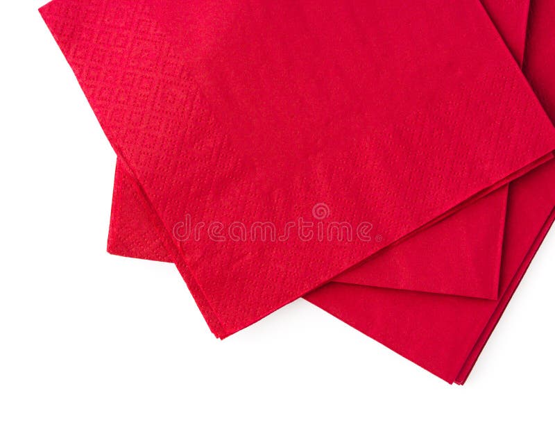Stack of Red Paper Napkins Isolated on White Background Stock Photo ...
