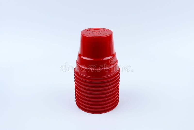 Stack of Red Plastic Cups Isolated on White Background Stock Photo ...