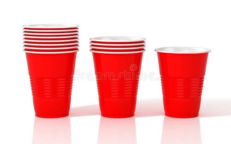 Stack of red plastic cups. stock illustration. Illustration of closed ...
