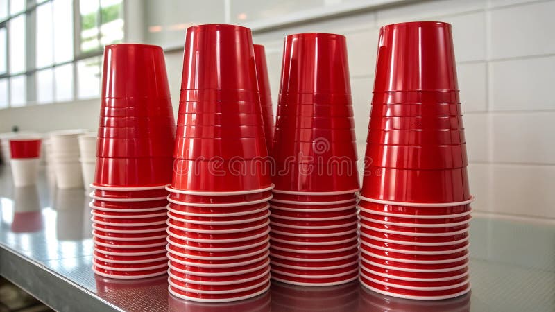 A Stack of Red Plastic Cups on a Transparent Background. Similar To a ...