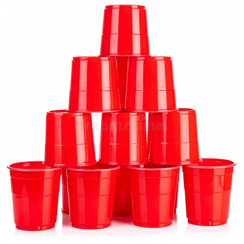 Stack of Red Plastic Cups on White Background Stock Illustration ...