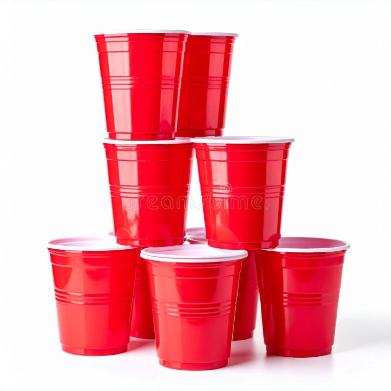 Stack of Red Plastic Cups on White Background Stock Illustration ...