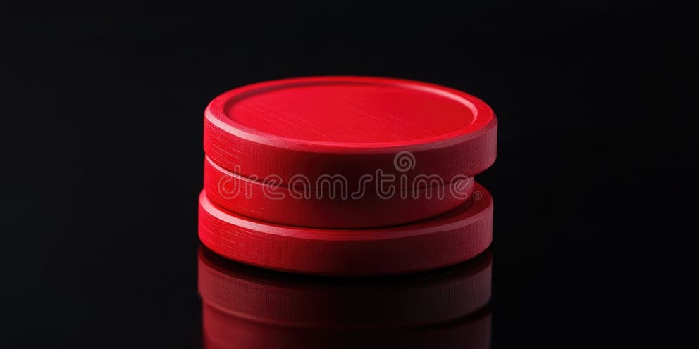 A Stack of Red Plastic Discs on a Black Surface, Suitable for Use in ...