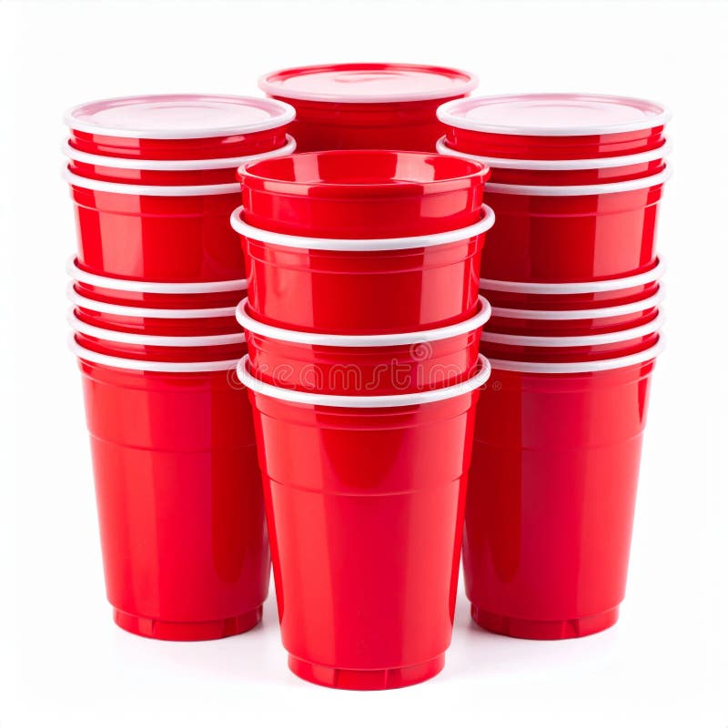 Stack of Red Plastic Party Cups on White Background Stock Illustration ...