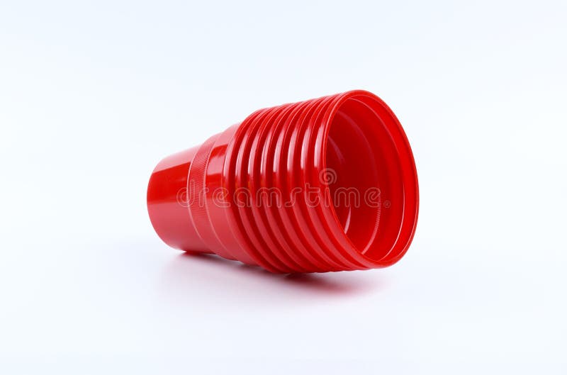 Stack of Red Plastic Party Cups on White Isolated Background, Close Up ...