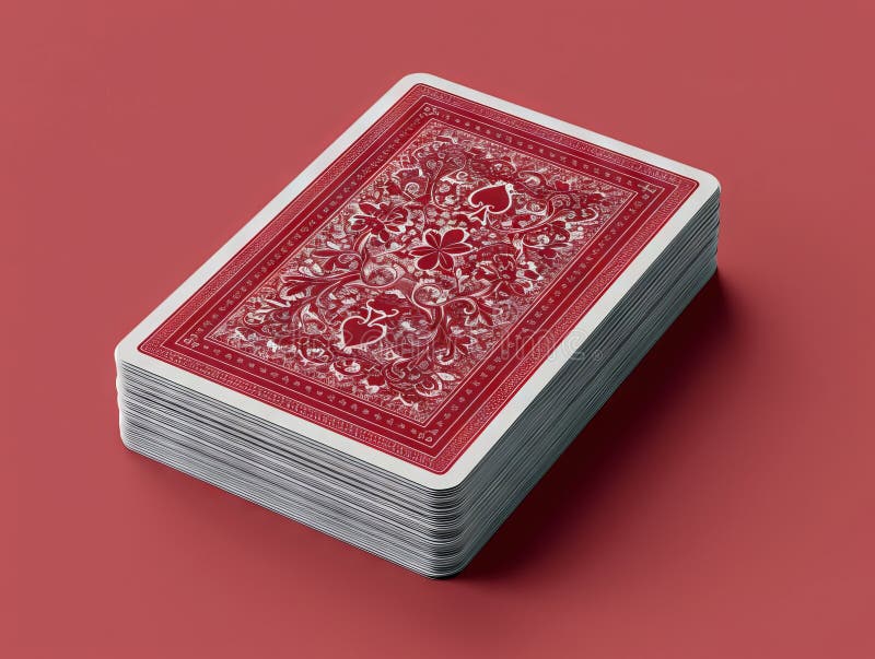 A Stack of Red Playing Cards on a Pink Background Stock Photo - Image ...
