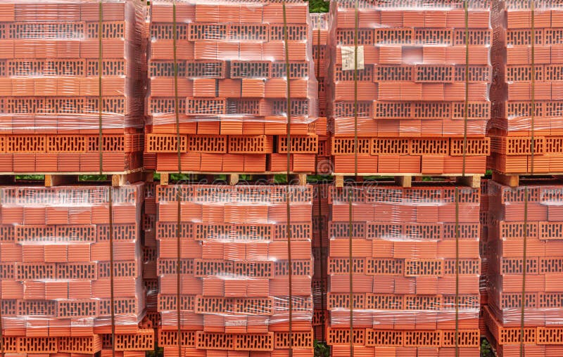 A Stack of Red Sealed Bricks. Stock Photo - Image of solid ...