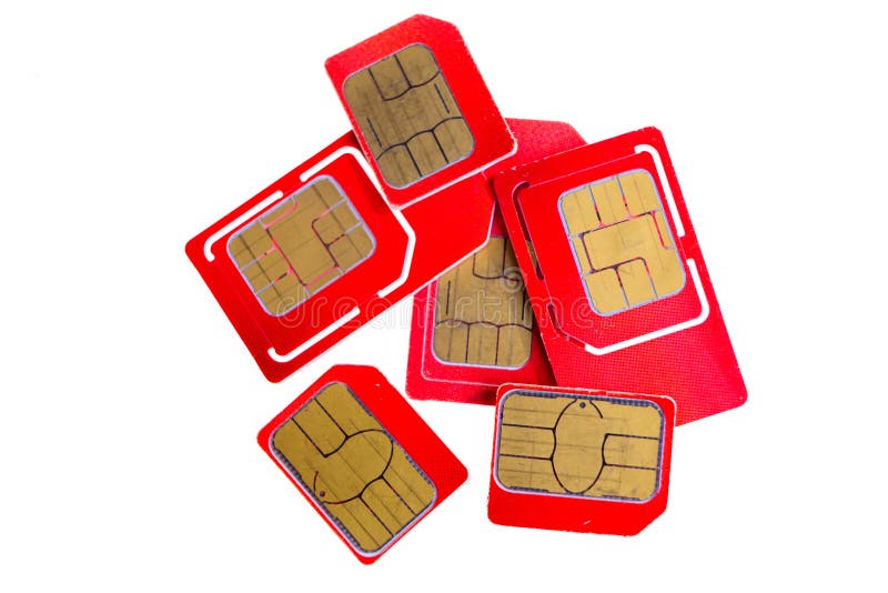 Stack of Red Sim Card on White Background Stock Photo - Image of ...