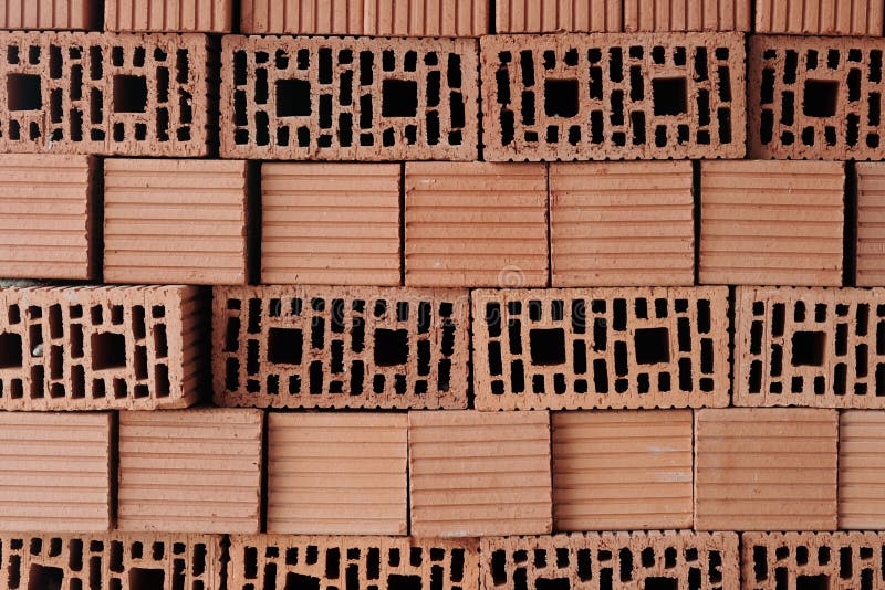 Stack of Red Solid Clay Bricks Formed by Several Layers Prepared for ...