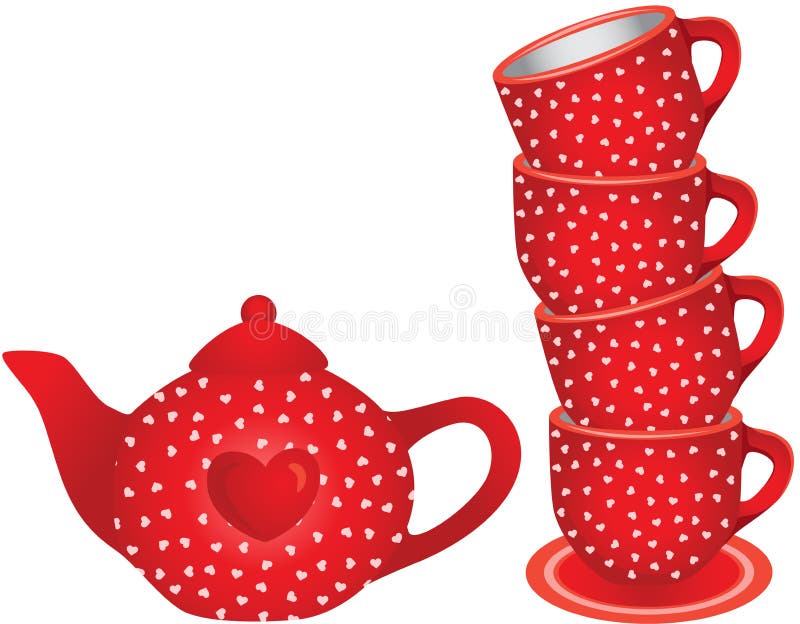 Stack Red Tea Cups Hearts Stock Illustrations – 5 Stack Red Tea Cups ...