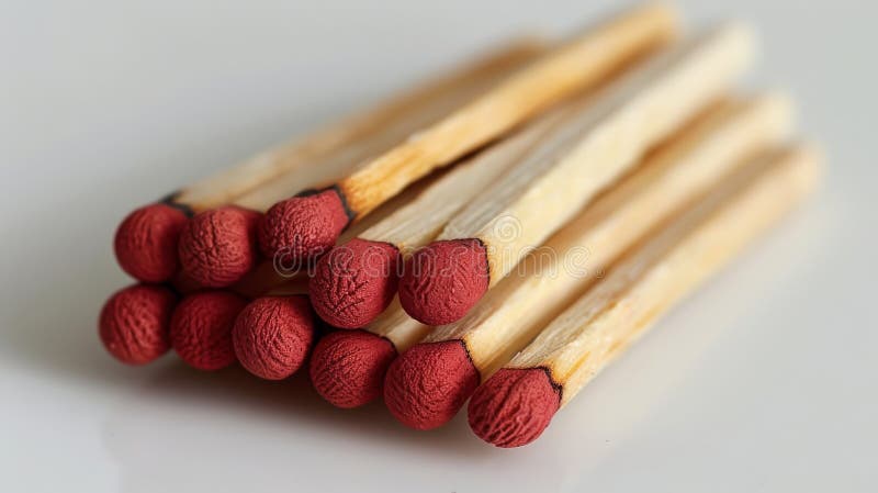 Stack of Red-tipped Wooden Matchsticks on White Surface, Close-up View ...